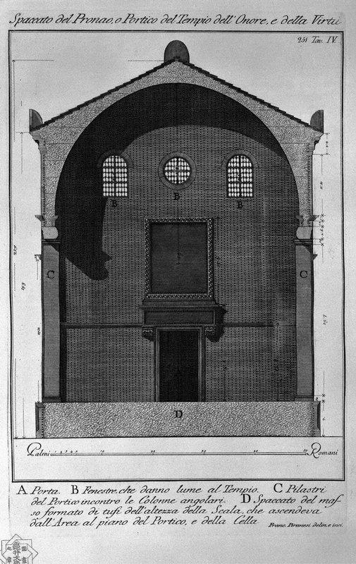 Cutaway view of the pronaos, or portico of the Temple of Honor and ...